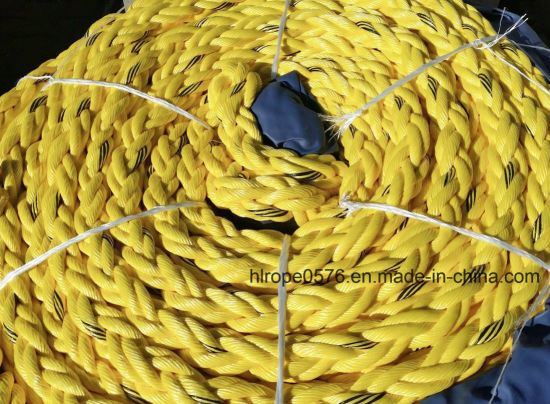 88mm 8-Strand Polypropylene Yellow Mark Line Black Rope Mooring Rope ...